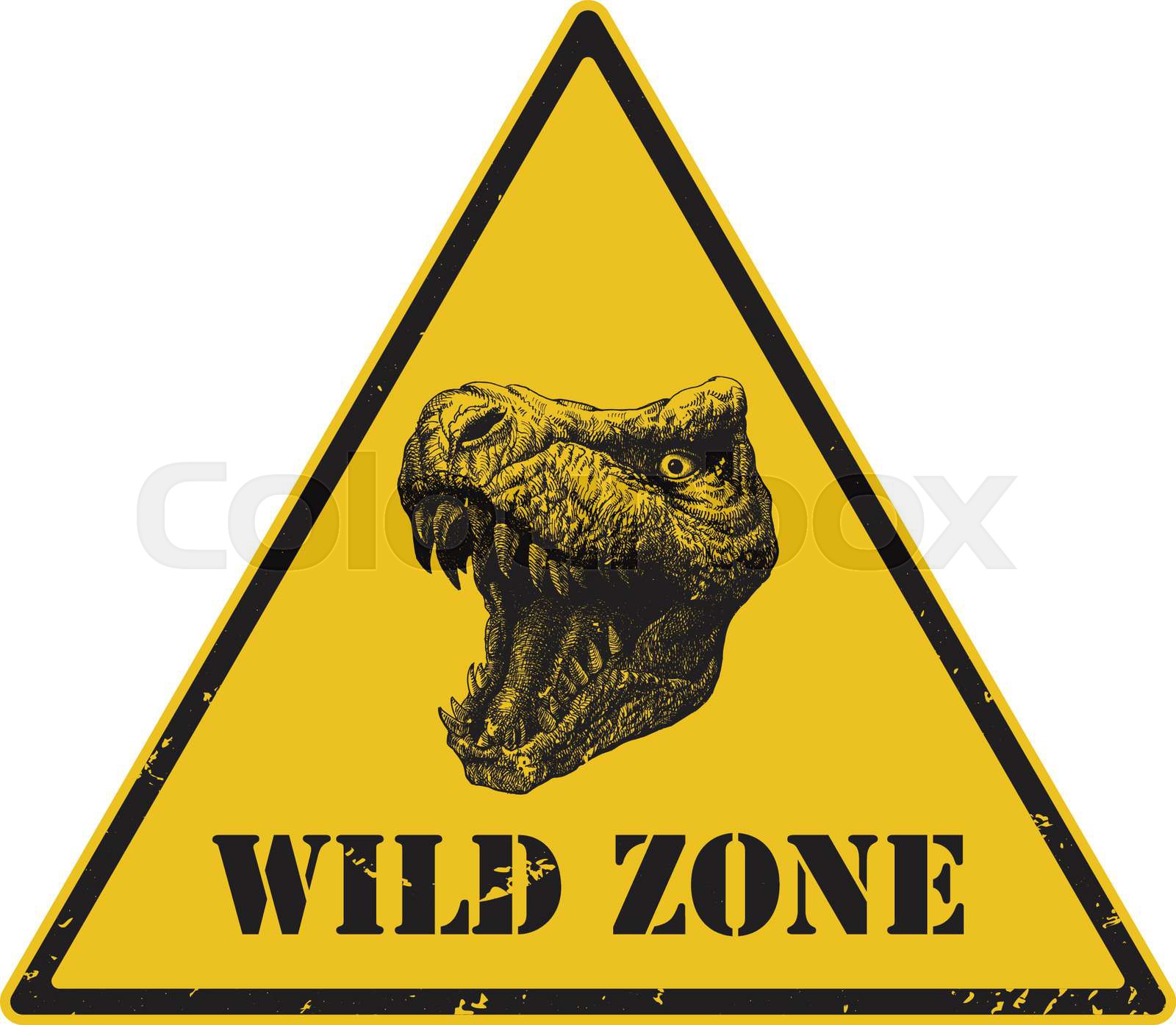 warning sign. danger signal with dinosaur. eps 8 | Stock vector | Colourbox