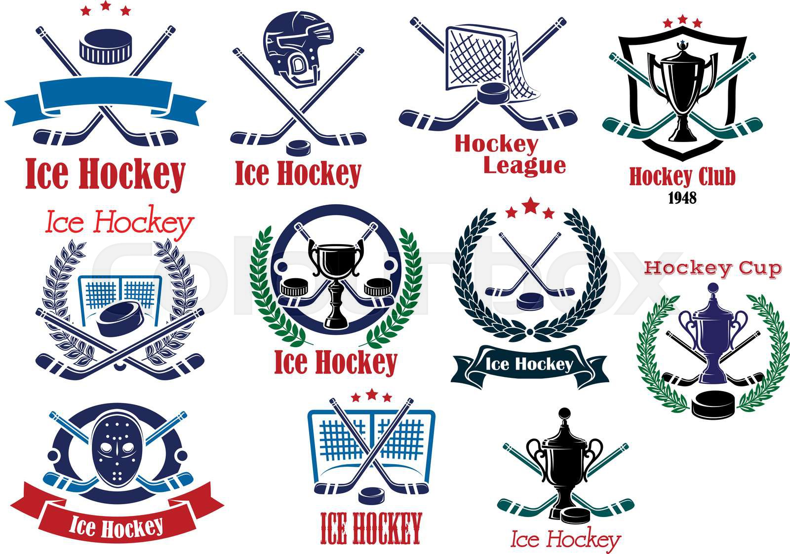 Ice Hockey emblems, symbols and logos set | Stock vector | Colourbox