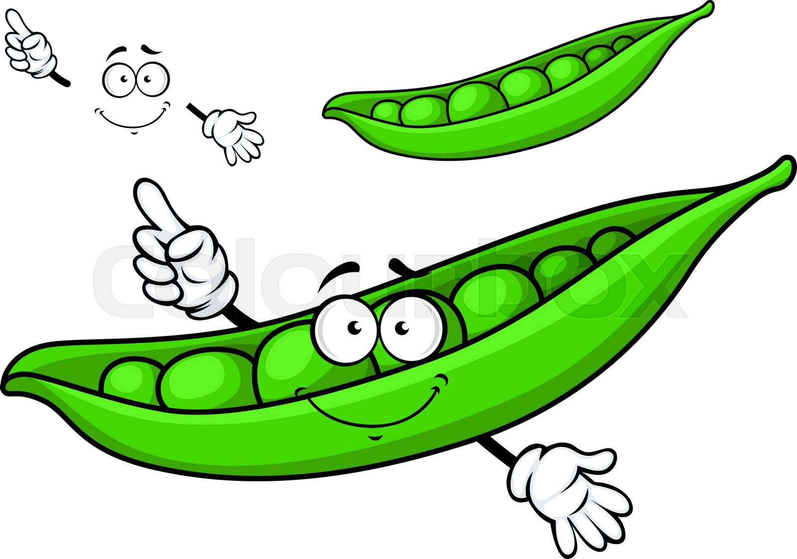 Cartoon green pea | Stock vector | Colourbox
