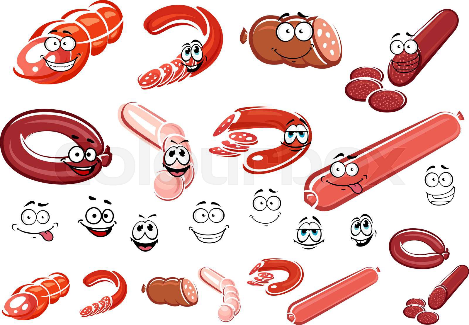 wurst, cartoon, roh | Stock-Vektor | Colourbox