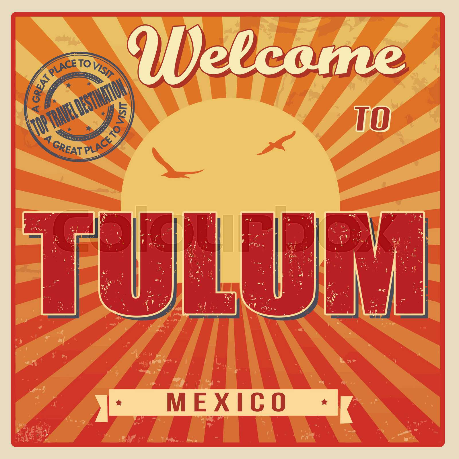 tulum, sol, postal | Vector de archivo | Colourbox