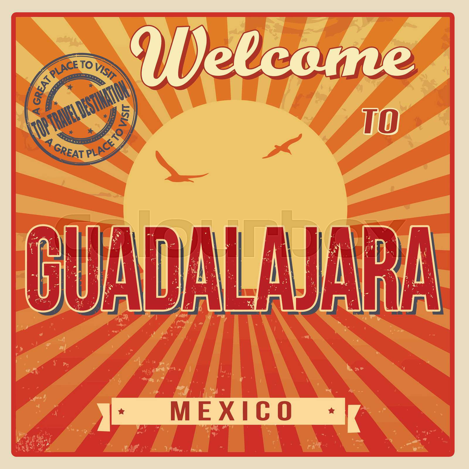 Guadalajara, Mexico vintage poster | Stock vector | Colourbox