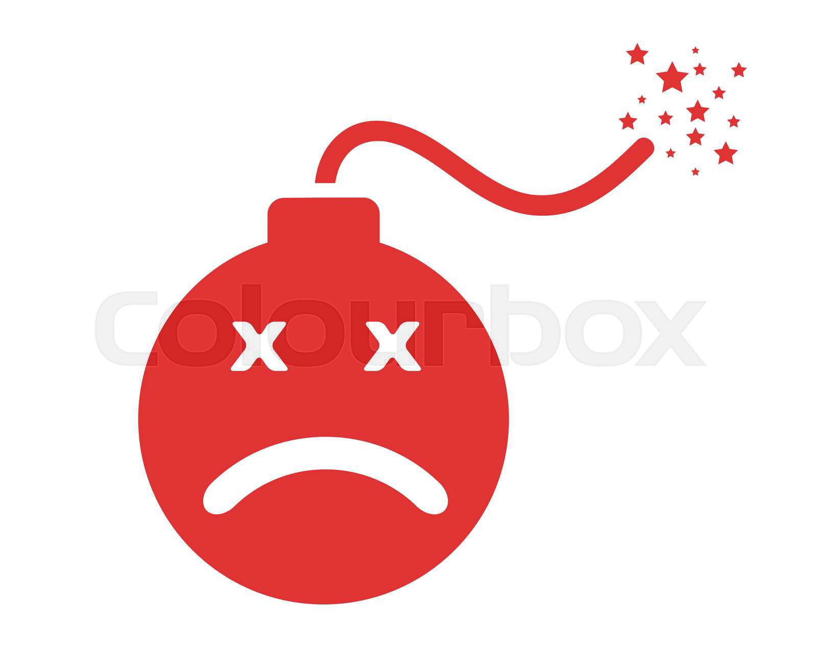 Sad bomb smiley in red color | Stock vector | Colourbox