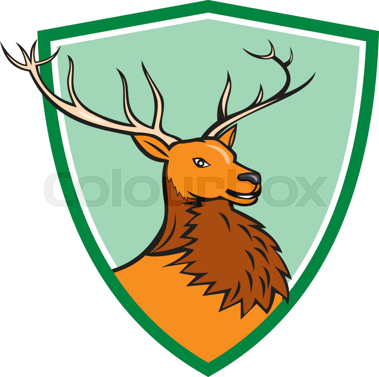 Red Stag Deer Head Shield Cartoon | Stock vector | Colourbox