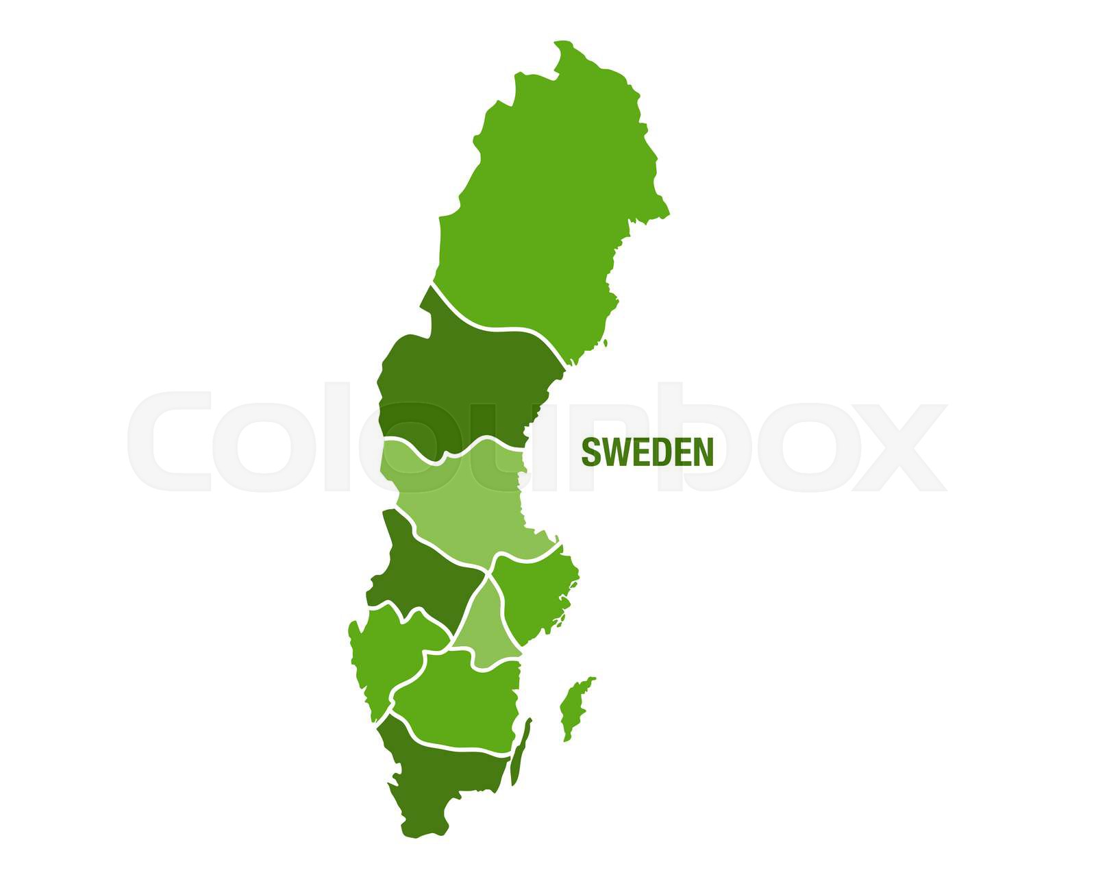 Sverige kort med regioner | Stock vektor | Colourbox