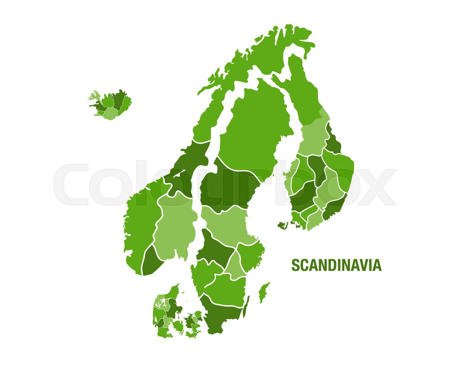 Scandinavia map in green | Stock vector | Colourbox