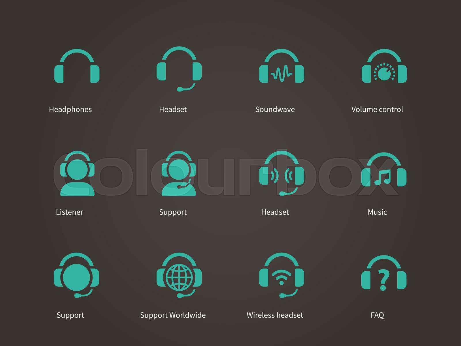 Headphones and headset icons. | Stock vector | Colourbox
