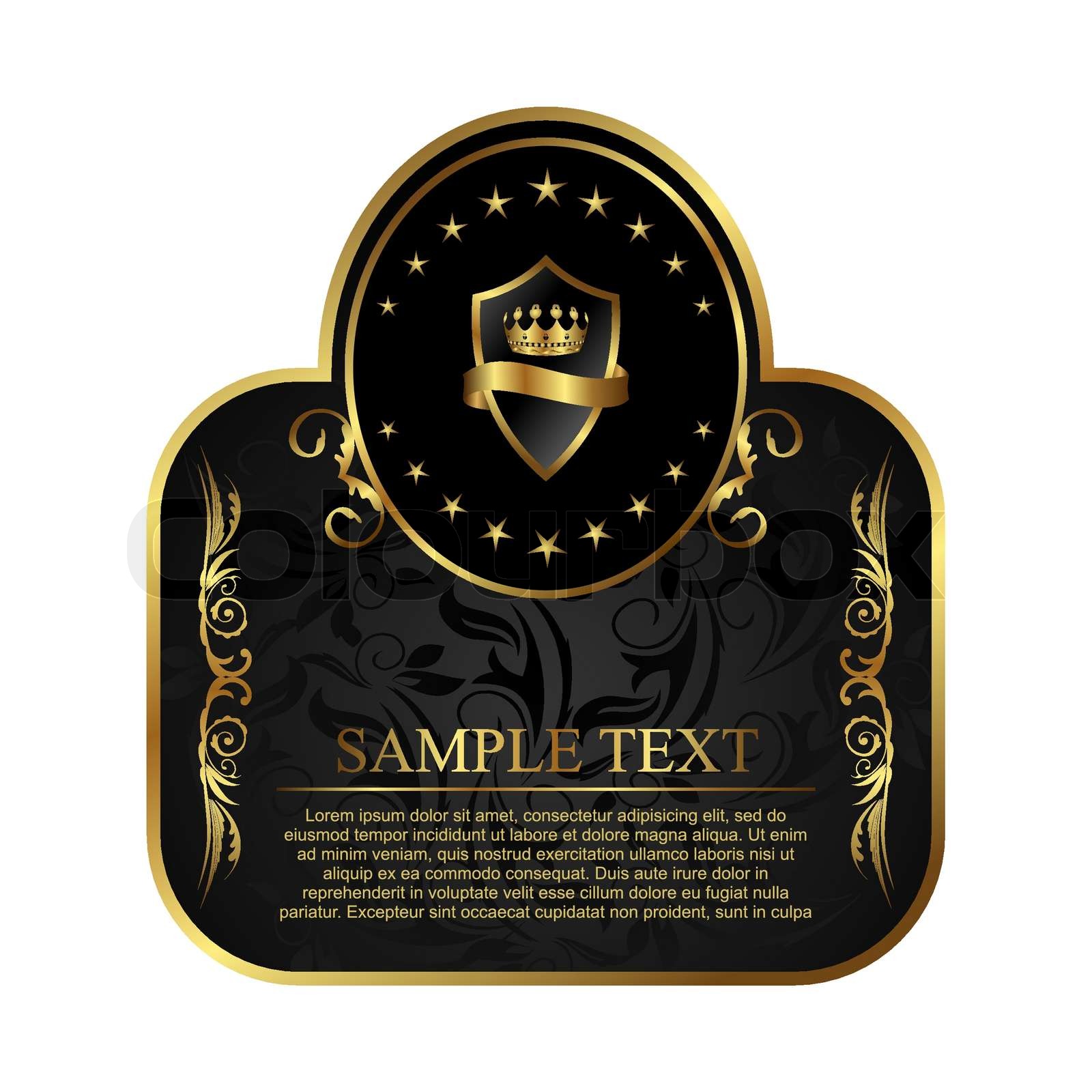 Golden royal label for design packing - vector | Stock vector | Colourbox