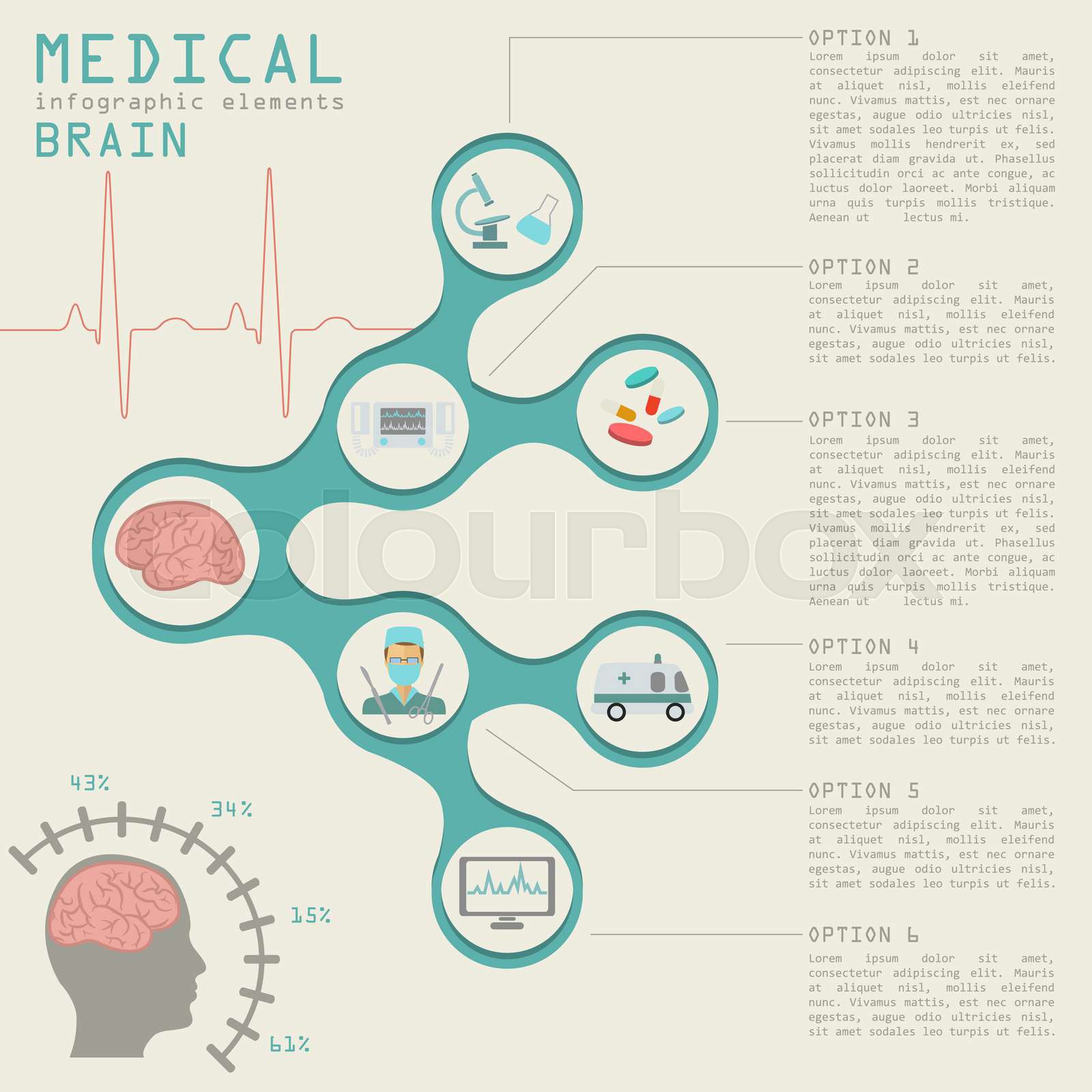 Medical and healthcare infographic, Brain infographics | Stock vector ...