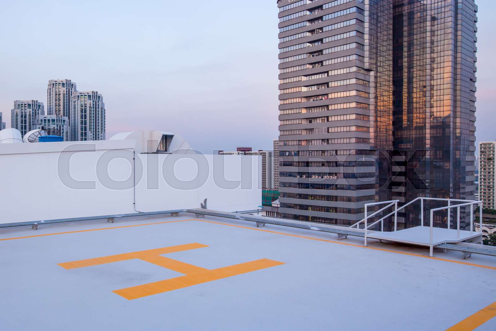 helipad for helicopter on roof top building for people transportation ...