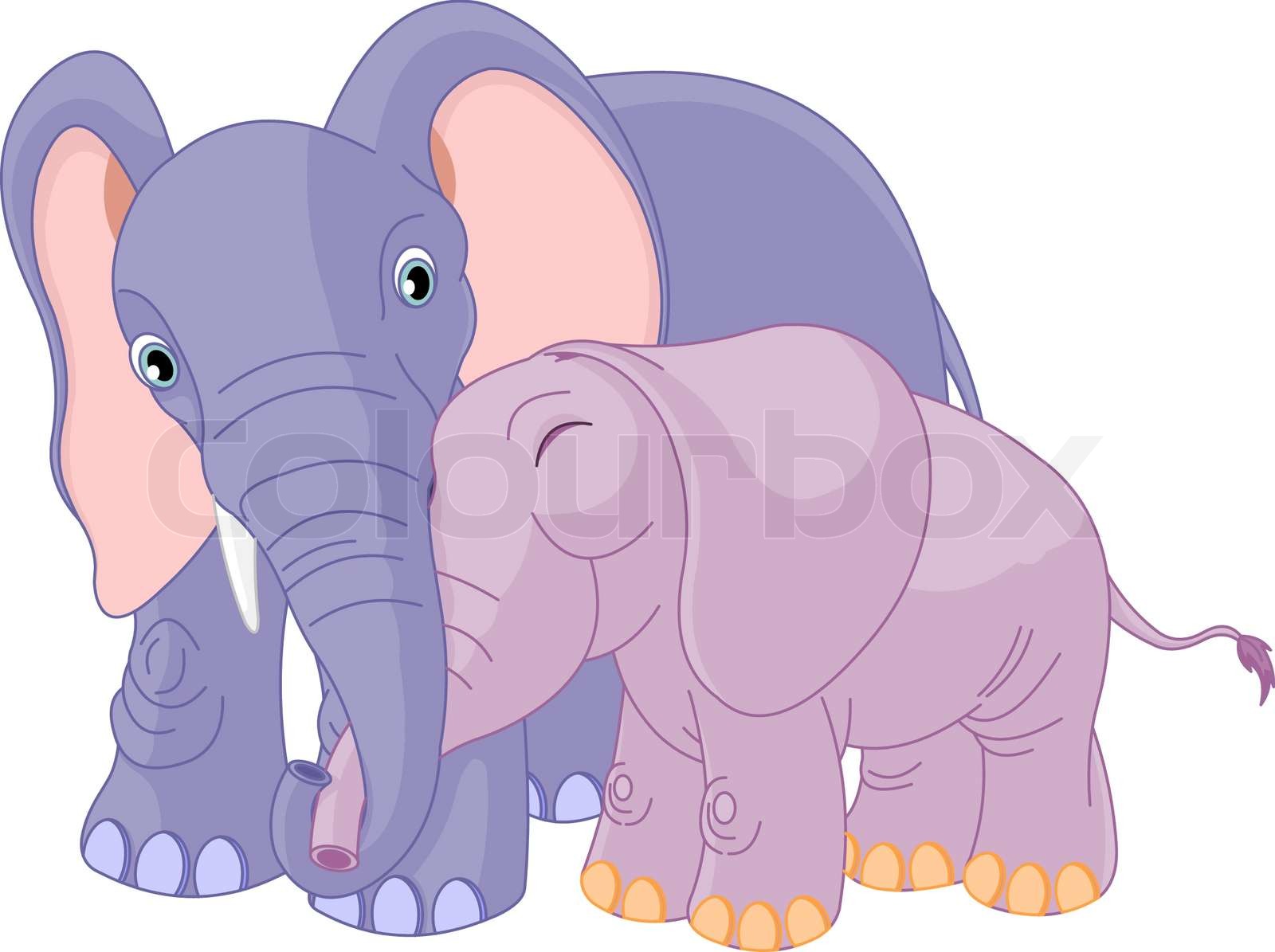 Mother and Baby Elephant | Stock vector | Colourbox