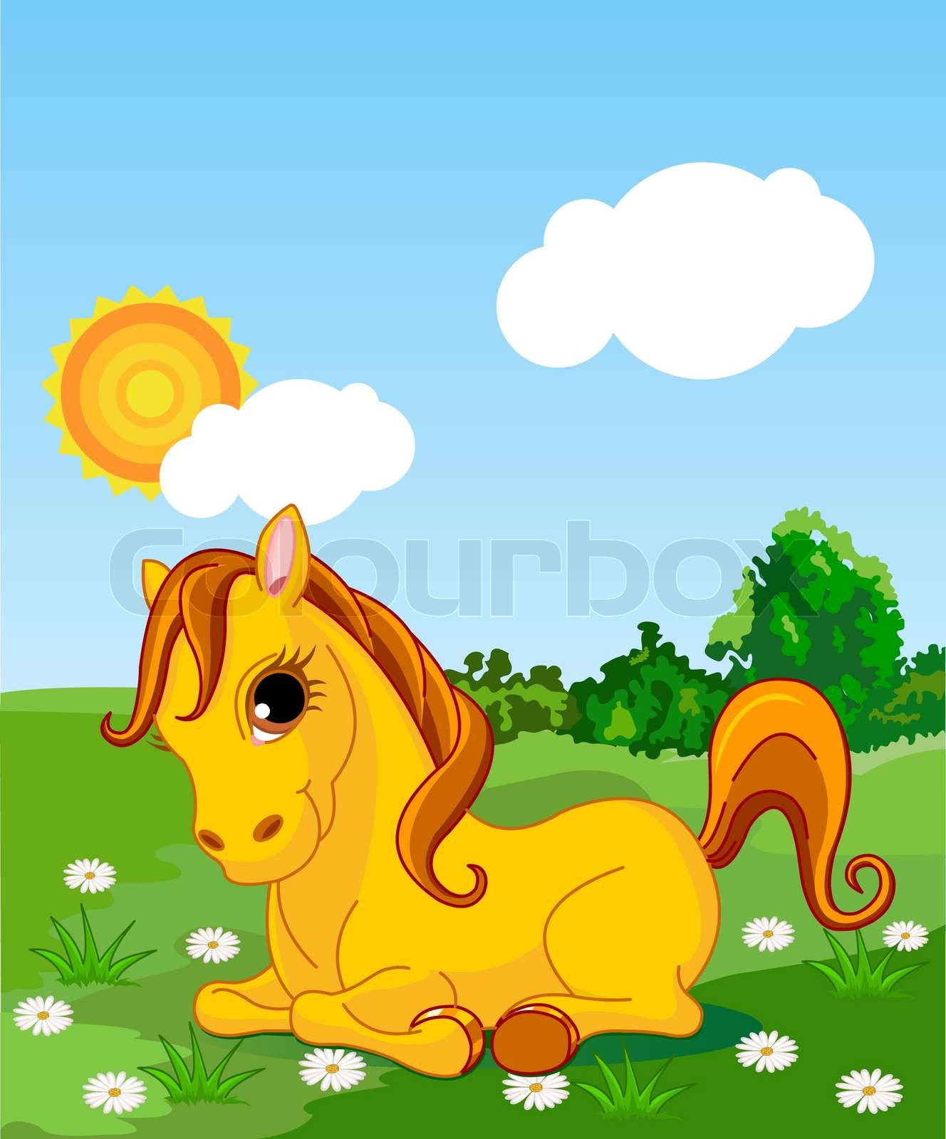 pony, sun, horse | Stock vector | Colourbox