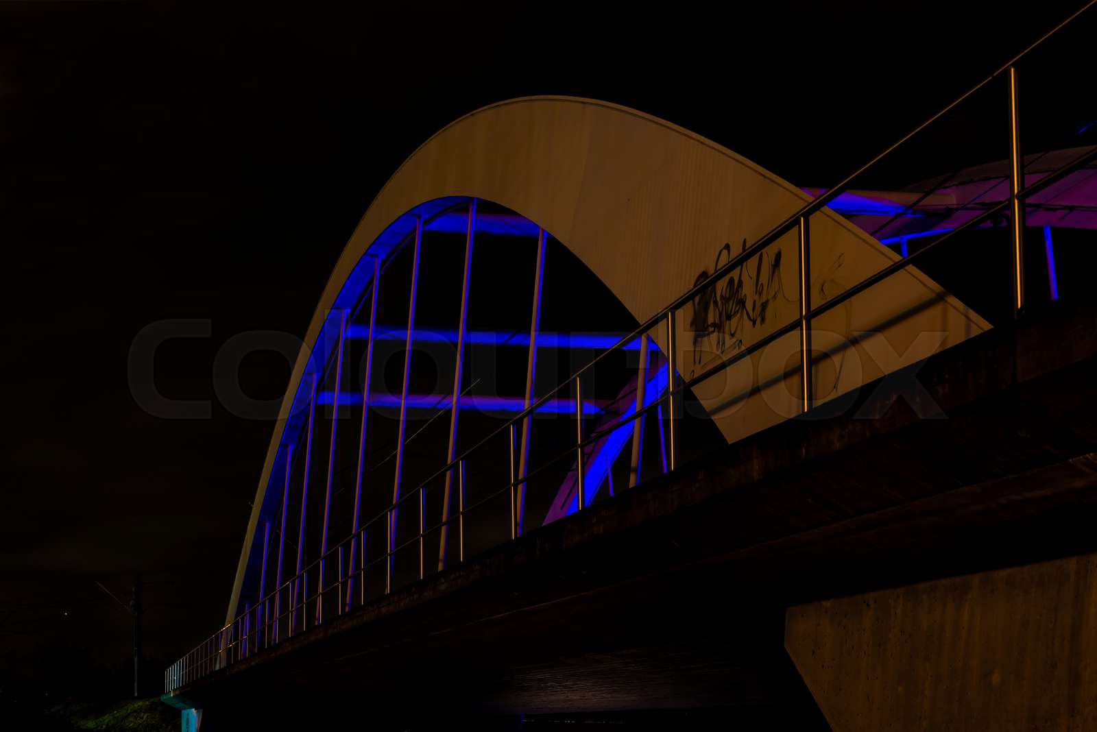 Railway bridge at night | Stock image | Colourbox
