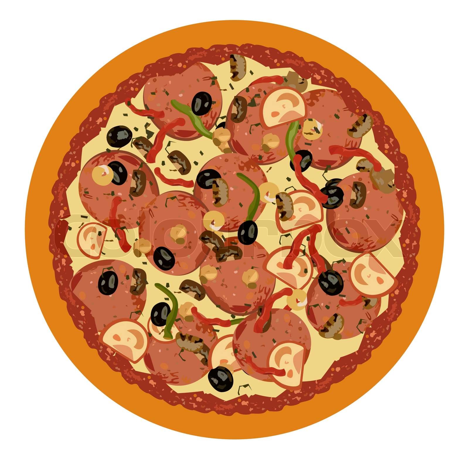 Realistic illustration pizza on white background - vector | Stock ...