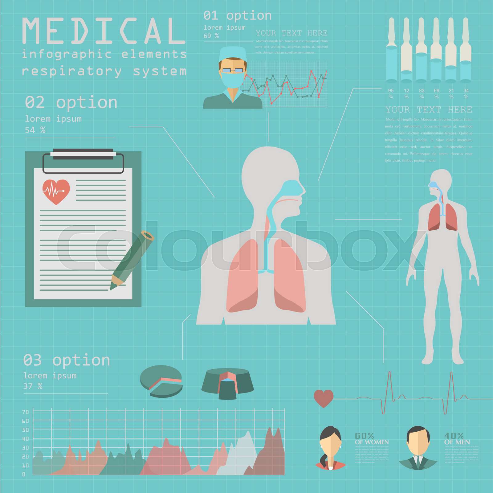 Medical and healthcare infographic, respiratory system infographics ...