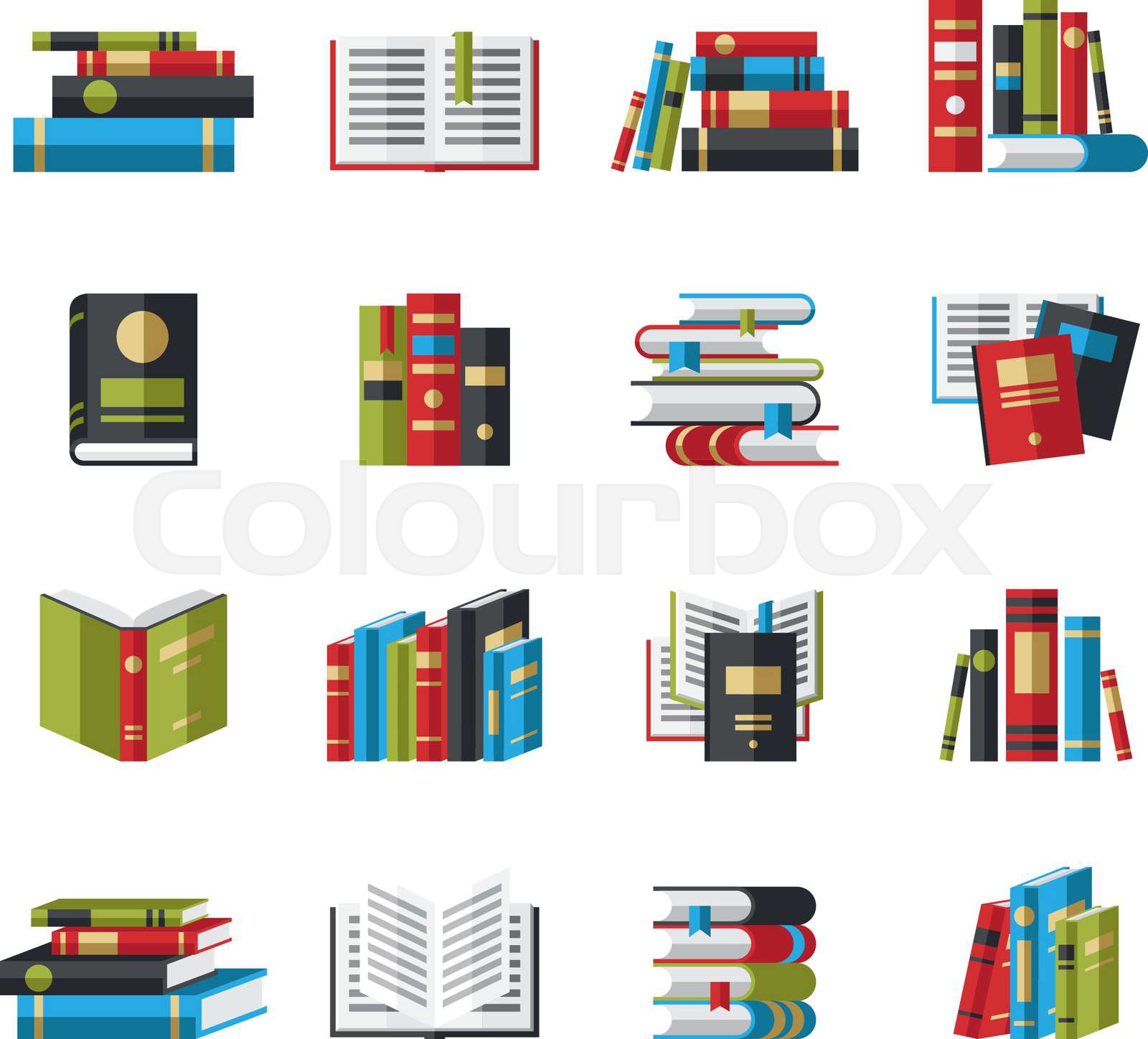 Set of book icons in flat design style | Stock vector | Colourbox