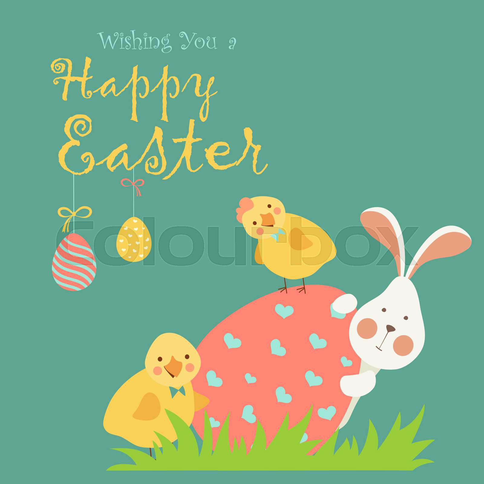 Easter bunny,chicken and easter egg | Stock vector | Colourbox