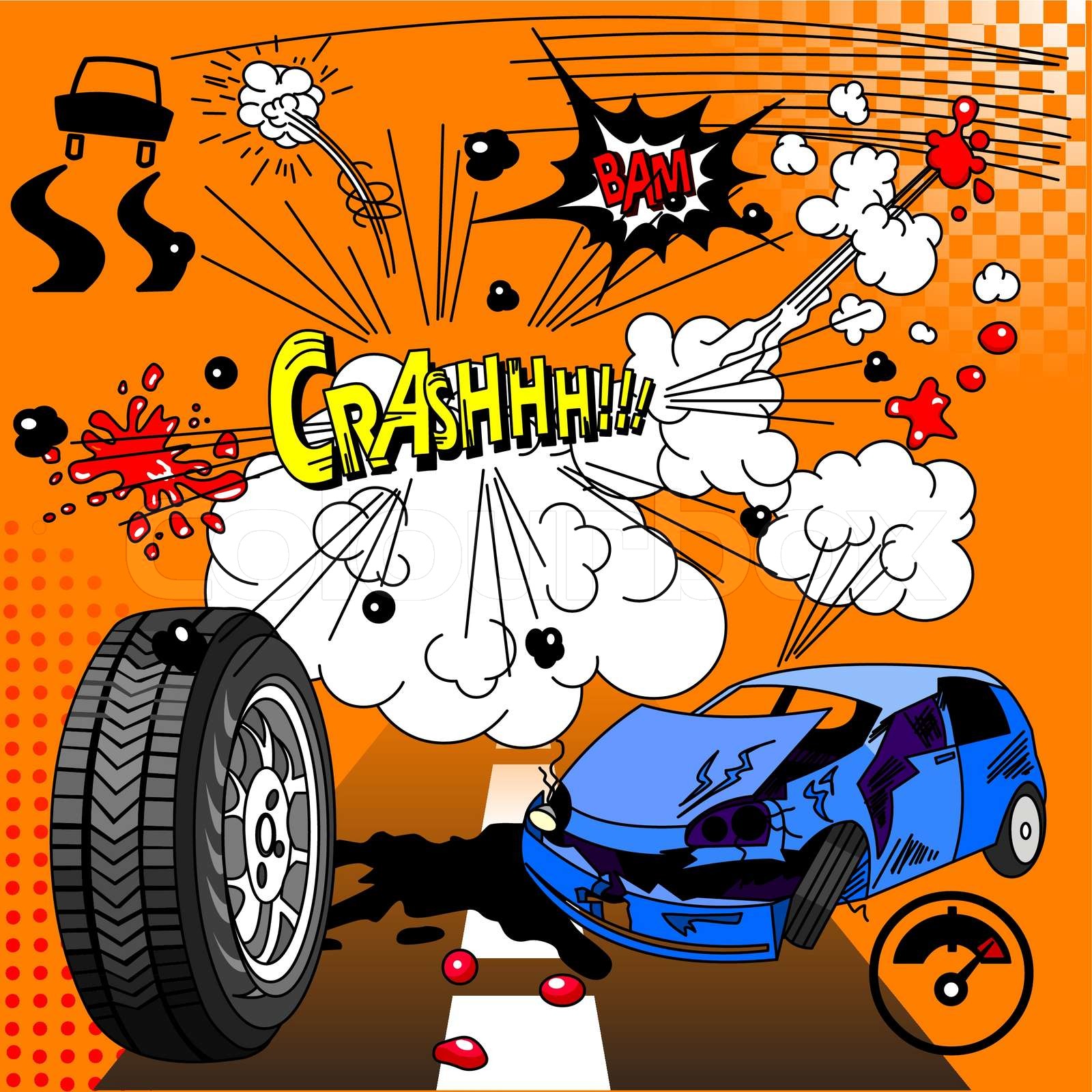 cartoon, crash, accident | Stock vector | Colourbox