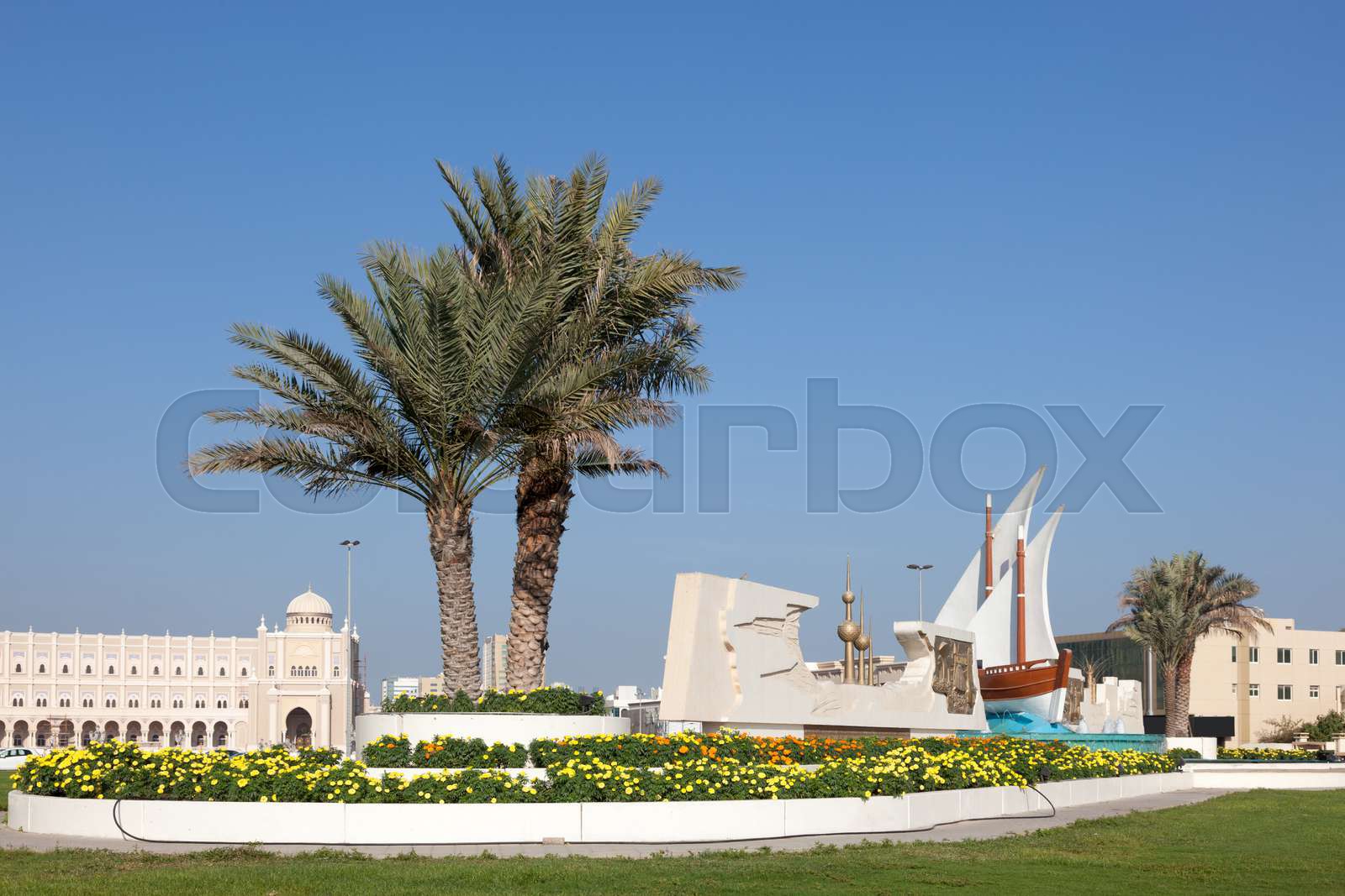 Kuwait Roundabout in Sharjah City, United Arab Emirates | Stock image ...