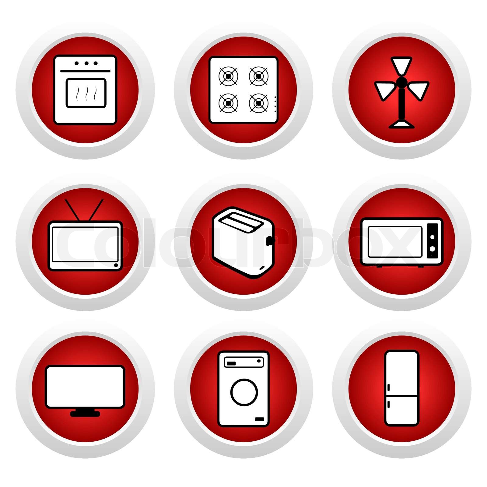 Red buttons with icon 9. Vector | Stock vector | Colourbox