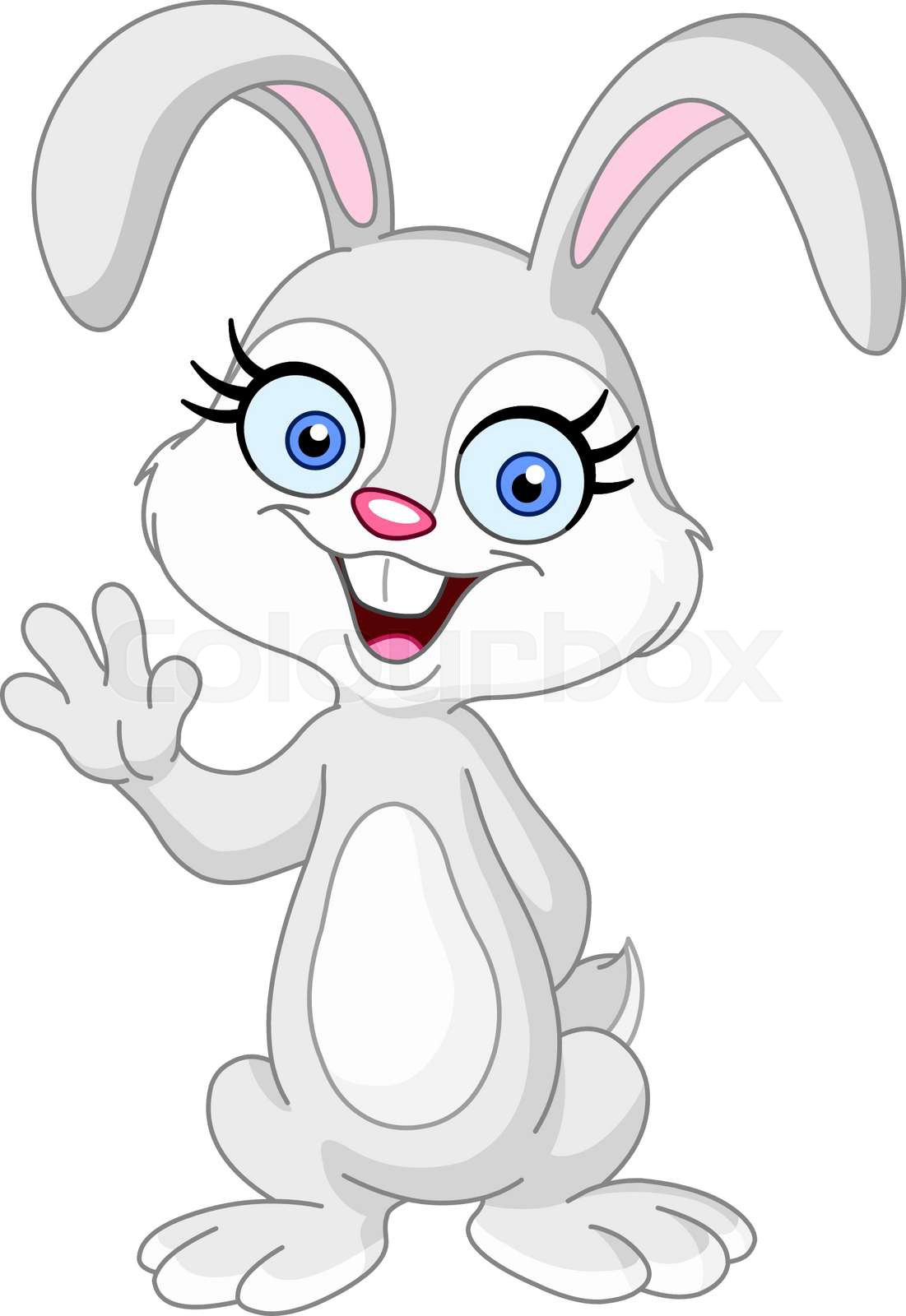 Waving bunny female | Stock vector | Colourbox