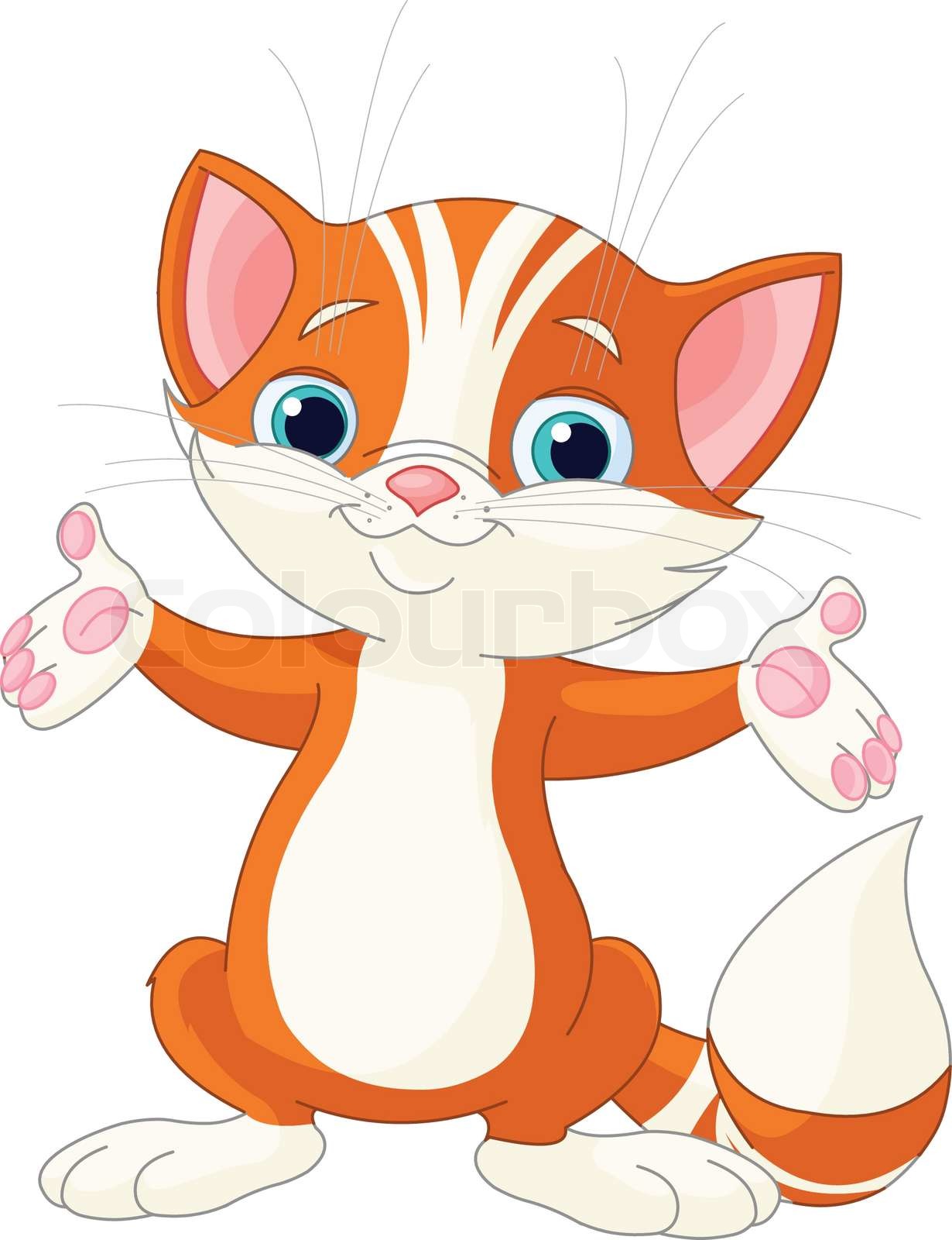 Red Kitten raising his hands | Stock vector | Colourbox