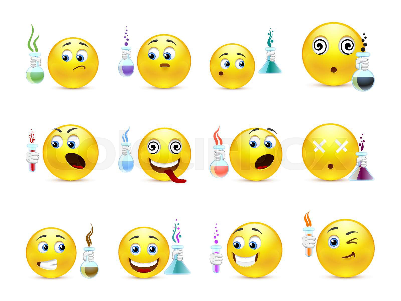 Young chemists smilies | Stock vector | Colourbox