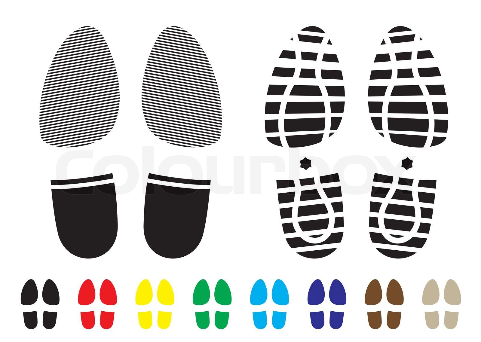 shoe print pattern with outline and template samples | Stock vector ...