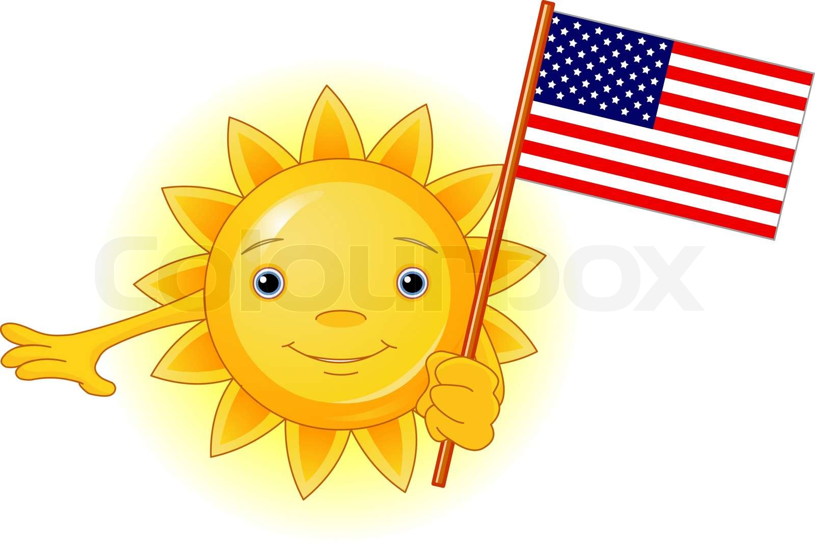 Summer Sun with American flag | Stock vector | Colourbox