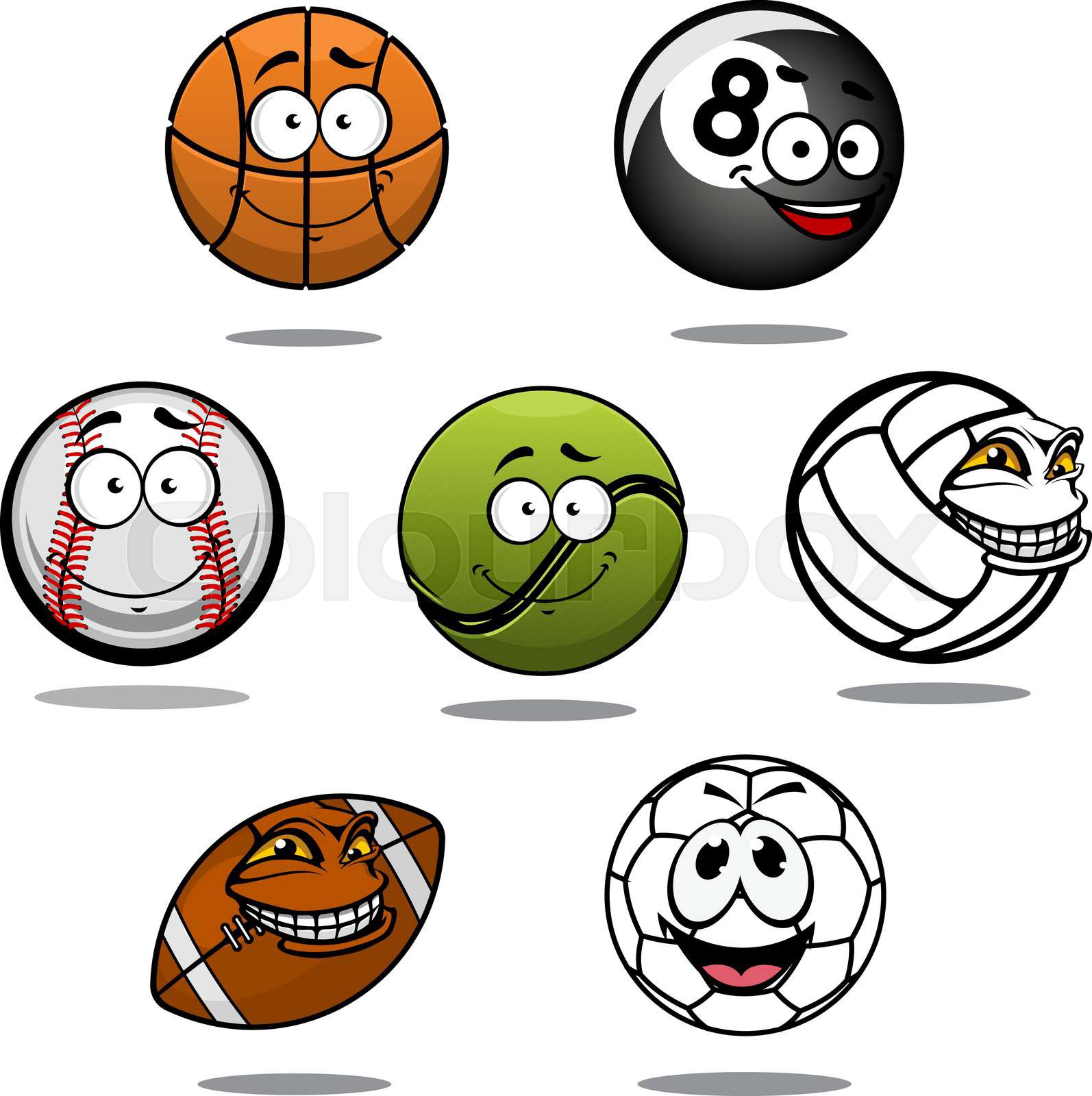 Cartoon funny balls characters | Stock vector | Colourbox