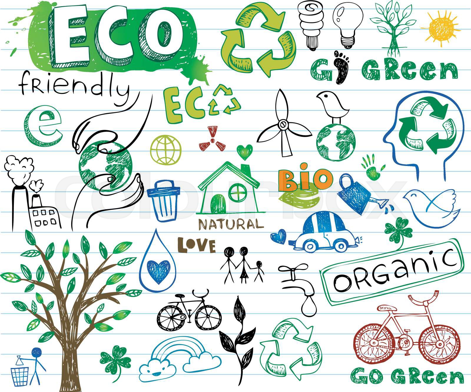 Ecology drawings | Stock vector | Colourbox