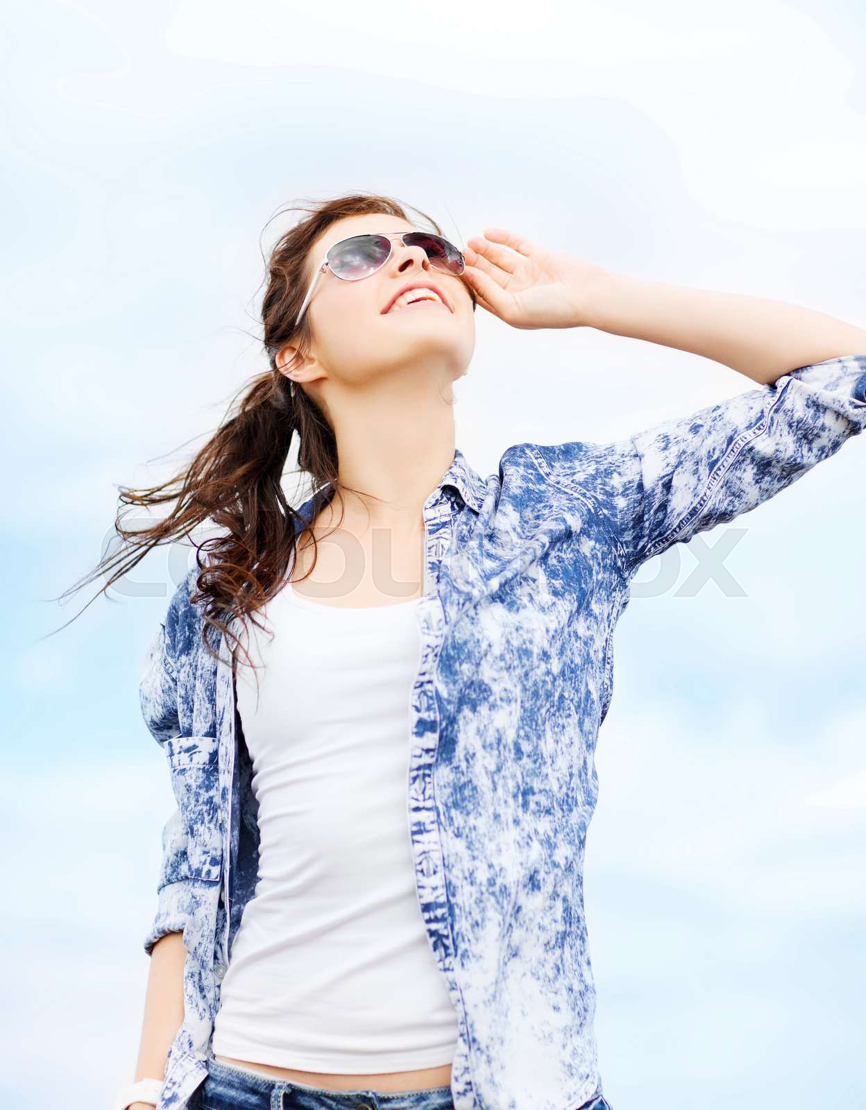 teenage girl in shades outside | Stock image | Colourbox