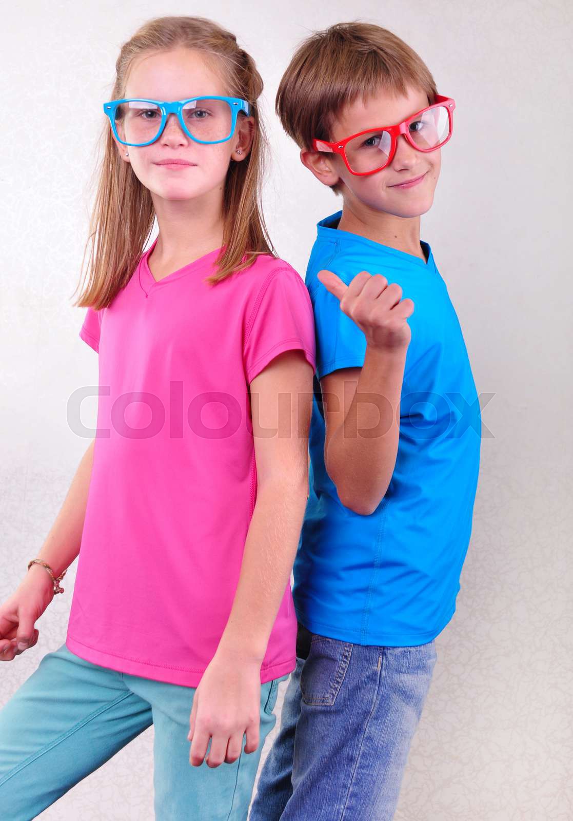 playful brother and sister have fun | Stock image | Colourbox