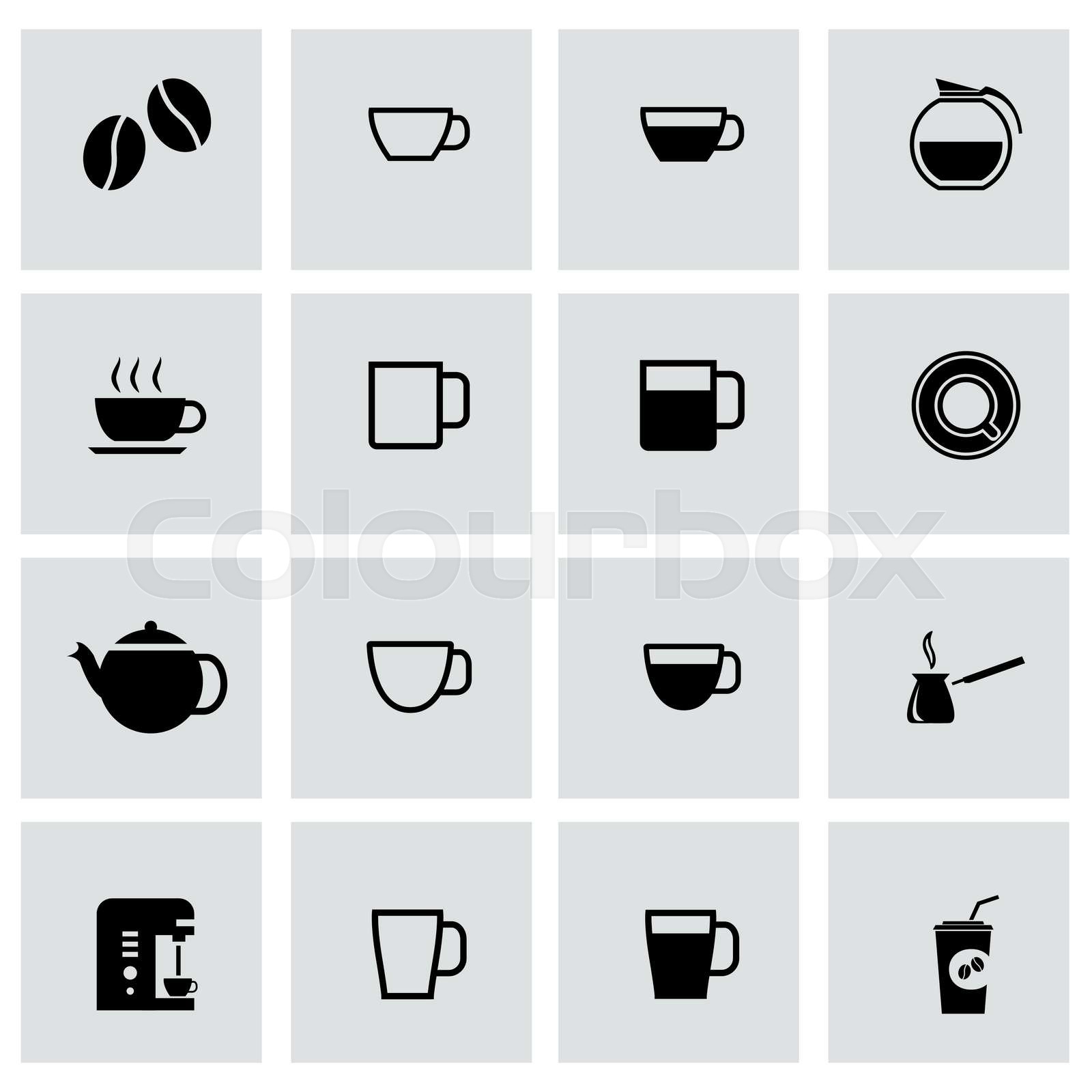 Vector black coffee icon set | Stock vector | Colourbox