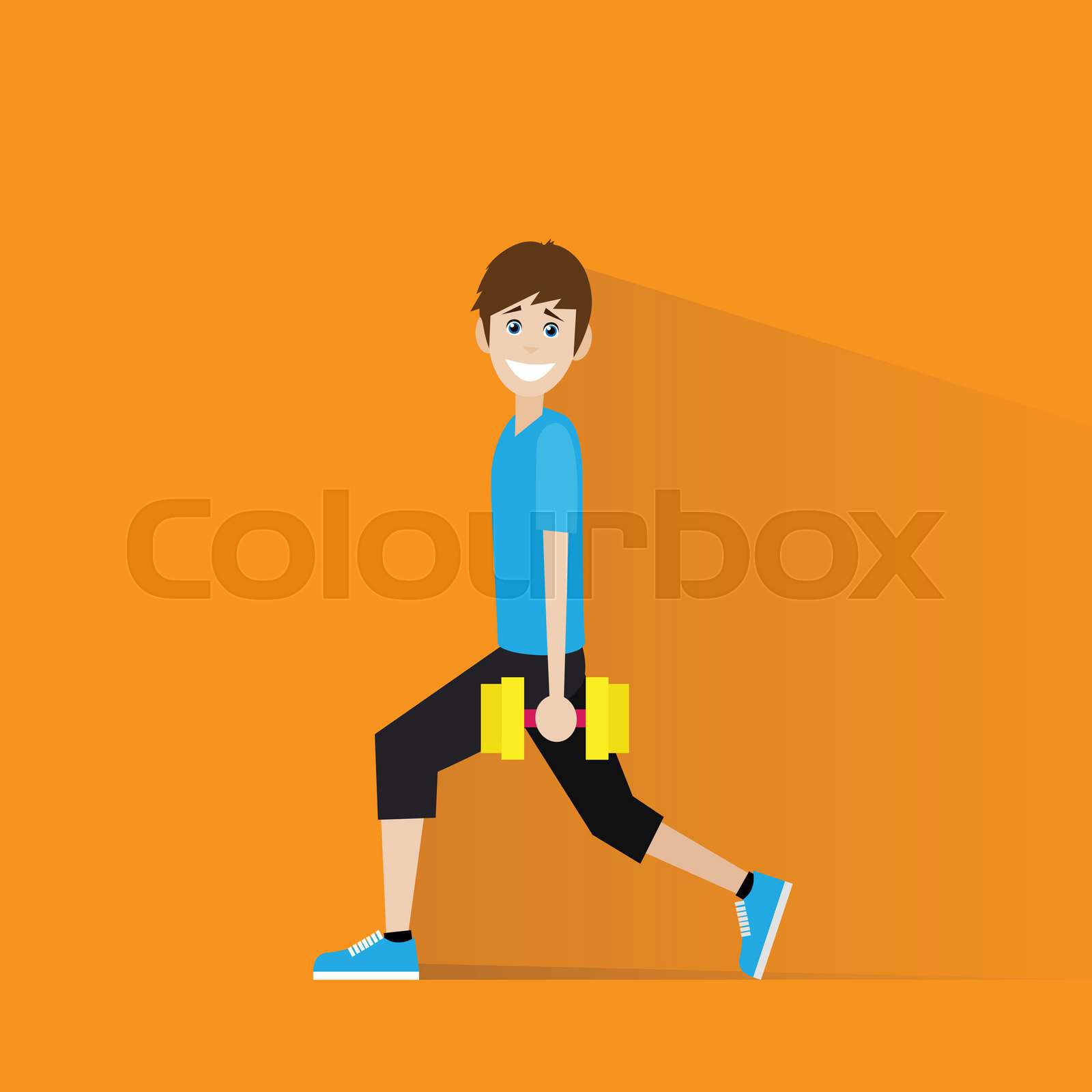 sport fitness man dumbbell exercise workout flat icon | Stock vector | Colourbox