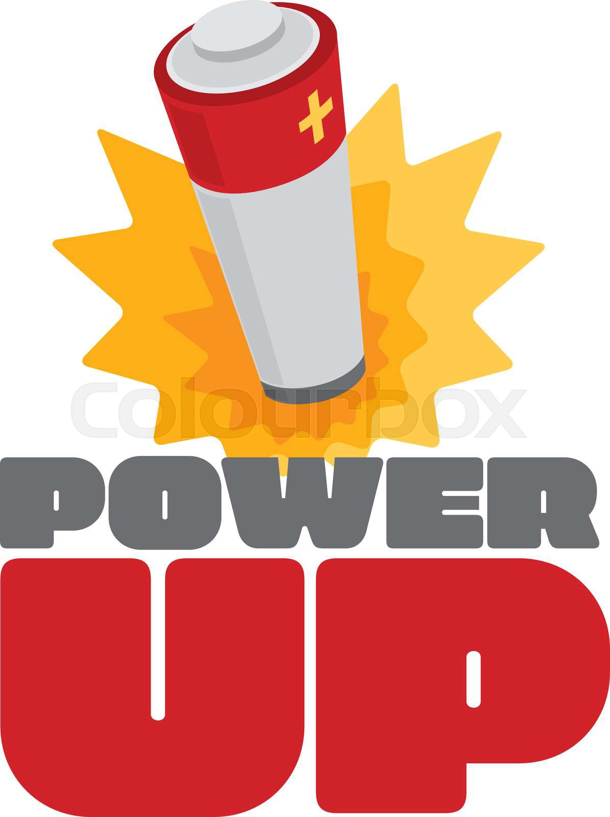 Power up sign with battery energy burst | Stock vector | Colourbox