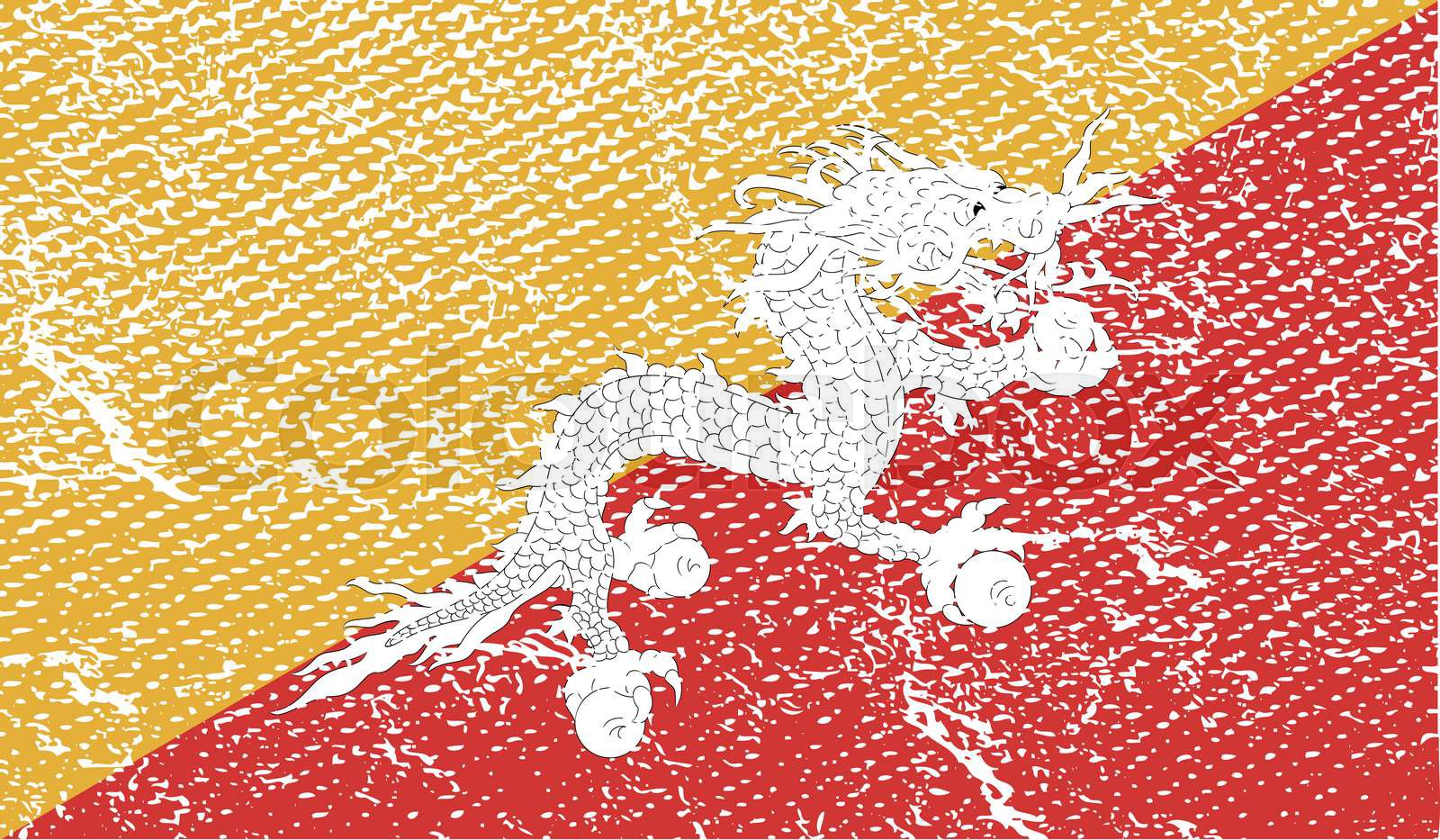 Flag of Bhutan with old texture. | Stock image | Colourbox