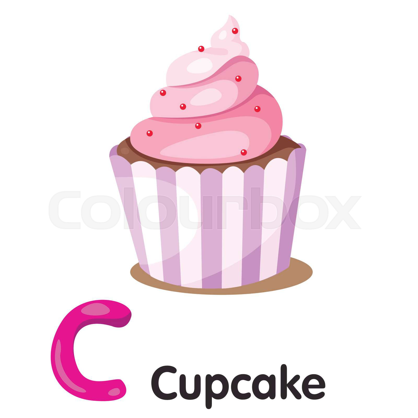 Illustrator of C font with cupcake | Stock vector | Colourbox