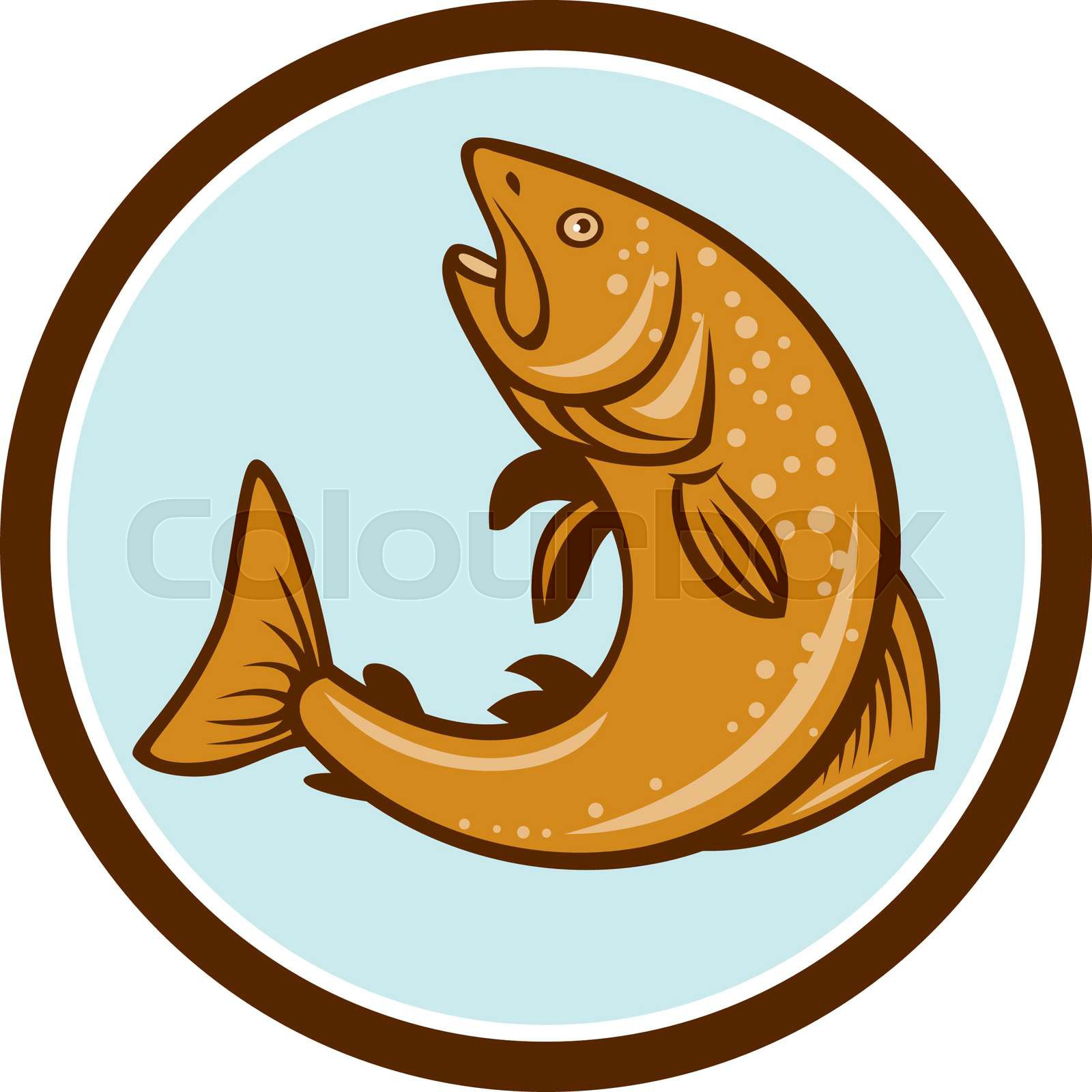 Brown Trout Jumping Circle Cartoon | Stock vector | Colourbox