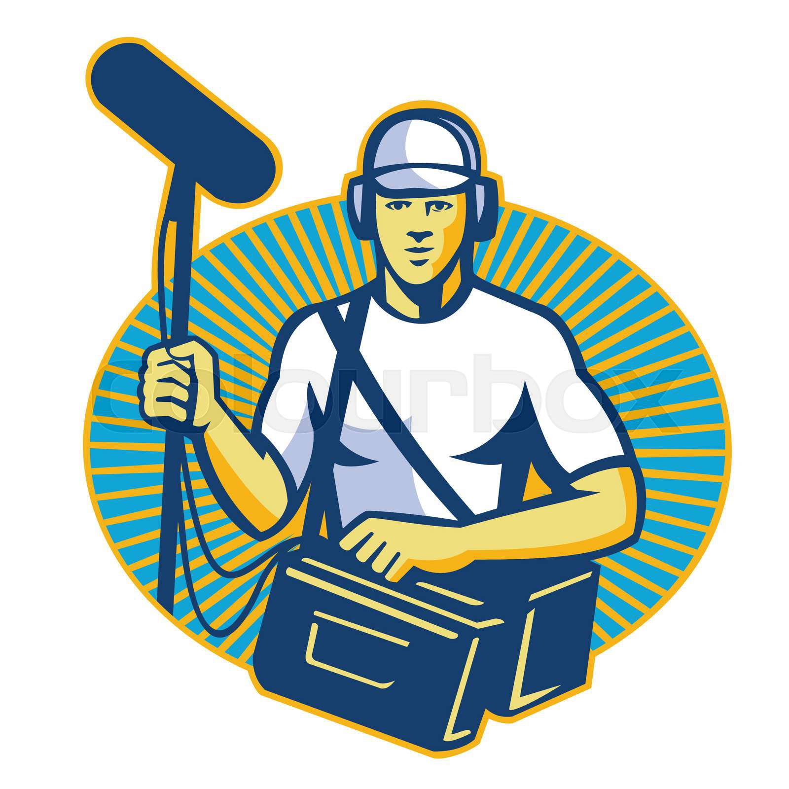 soundman worker with microphone retro | Stock vector | Colourbox