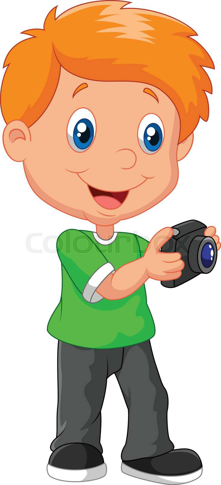 Little boy cartoon holding camera | Stock vector | Colourbox