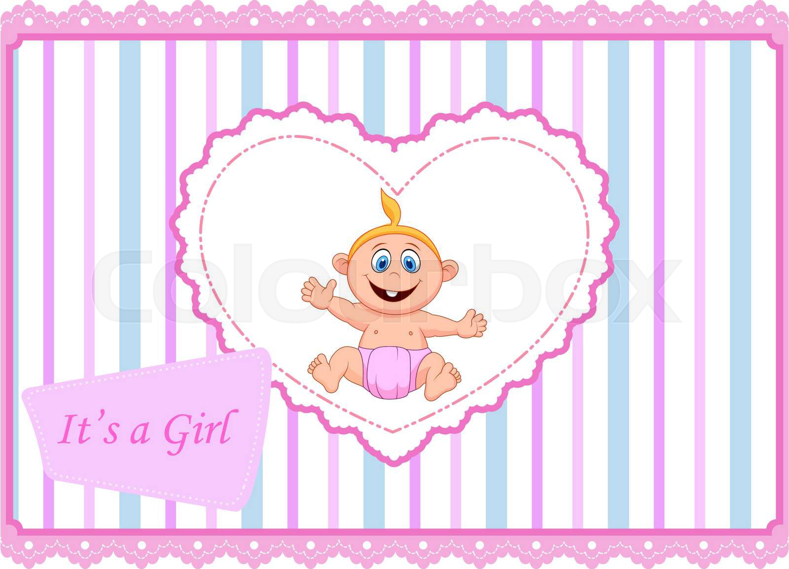 Cute cartoon baby girl card | Stock vector | Colourbox