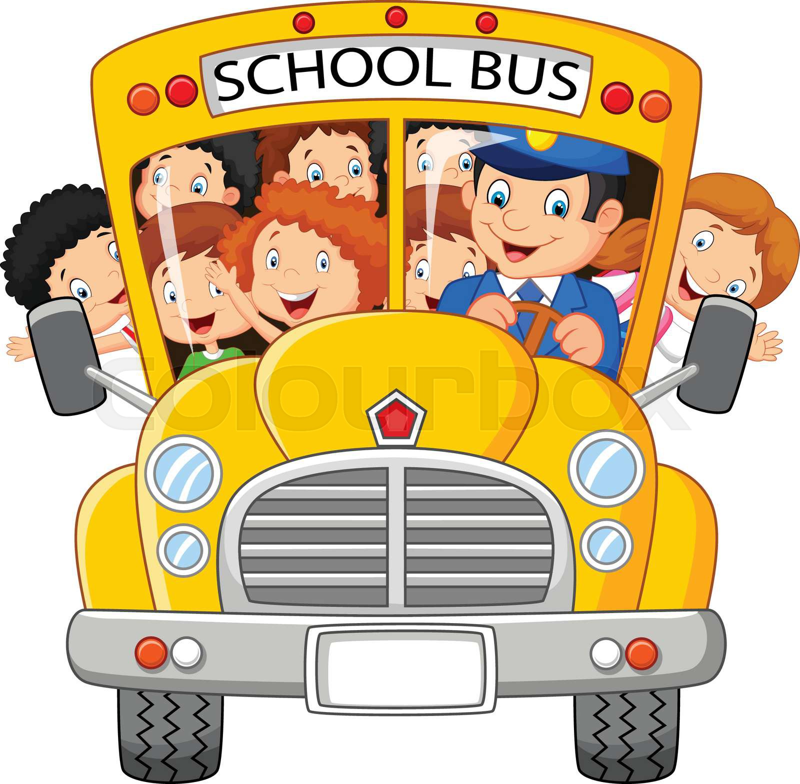School Kids cartoon Riding a School Bus | Stock vector | Colourbox