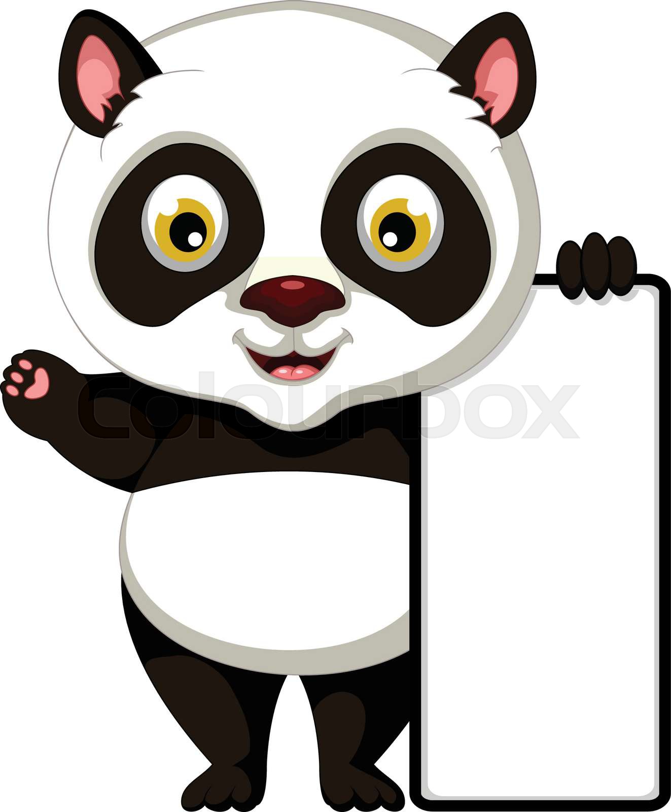 panda cartoon posing with blank sign | Stock vector | Colourbox
