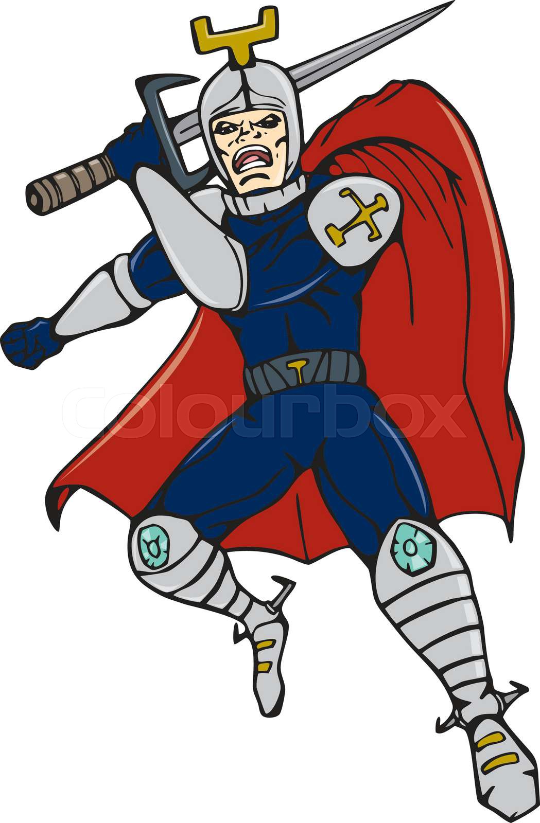Knight Brandishing Sword Cartoon | Stock vector | Colourbox