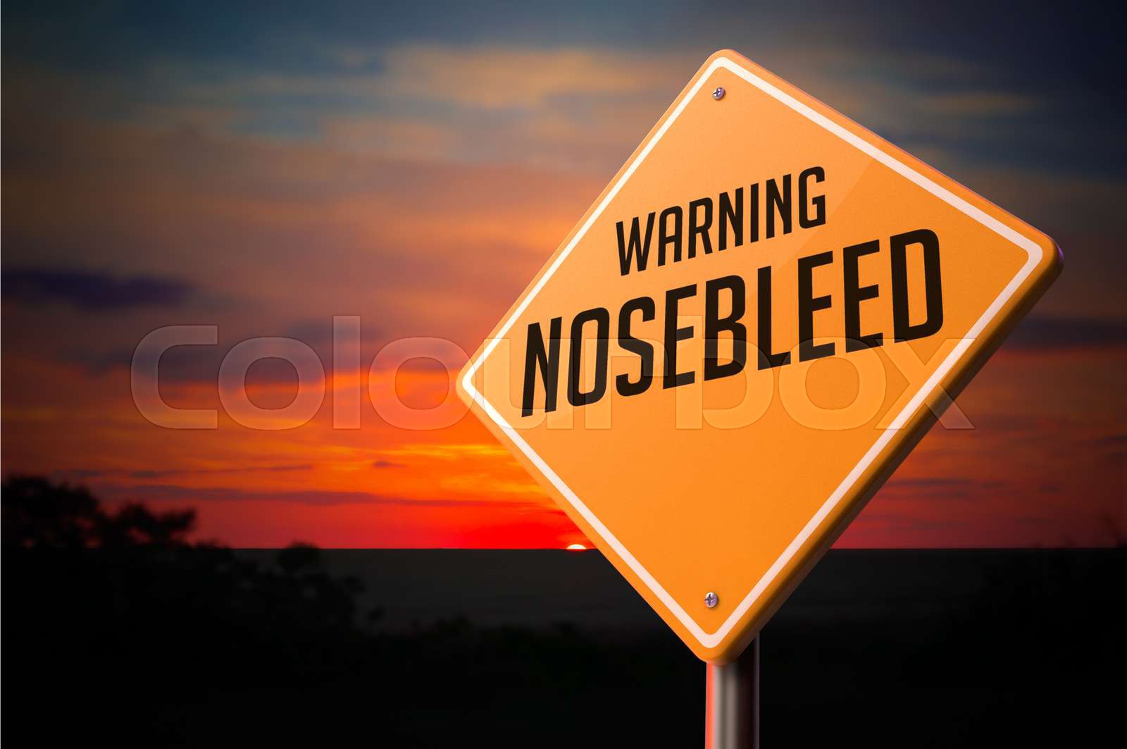 Nosebleed on Warning Road Sign. | Stock image | Colourbox