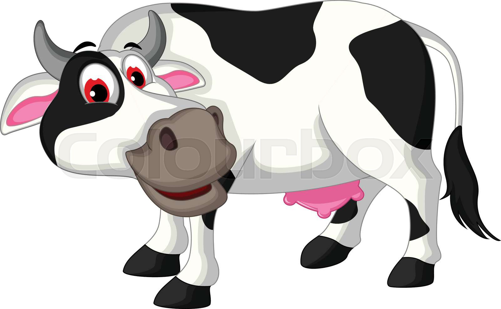 funny cow cartoon posing | Stock vector | Colourbox