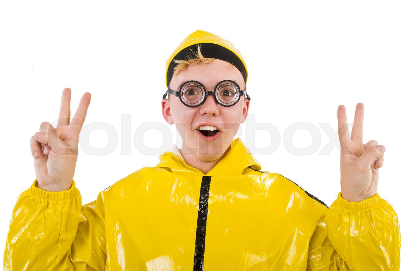 Man in yellow suit isolated on white | Stock image | Colourbox