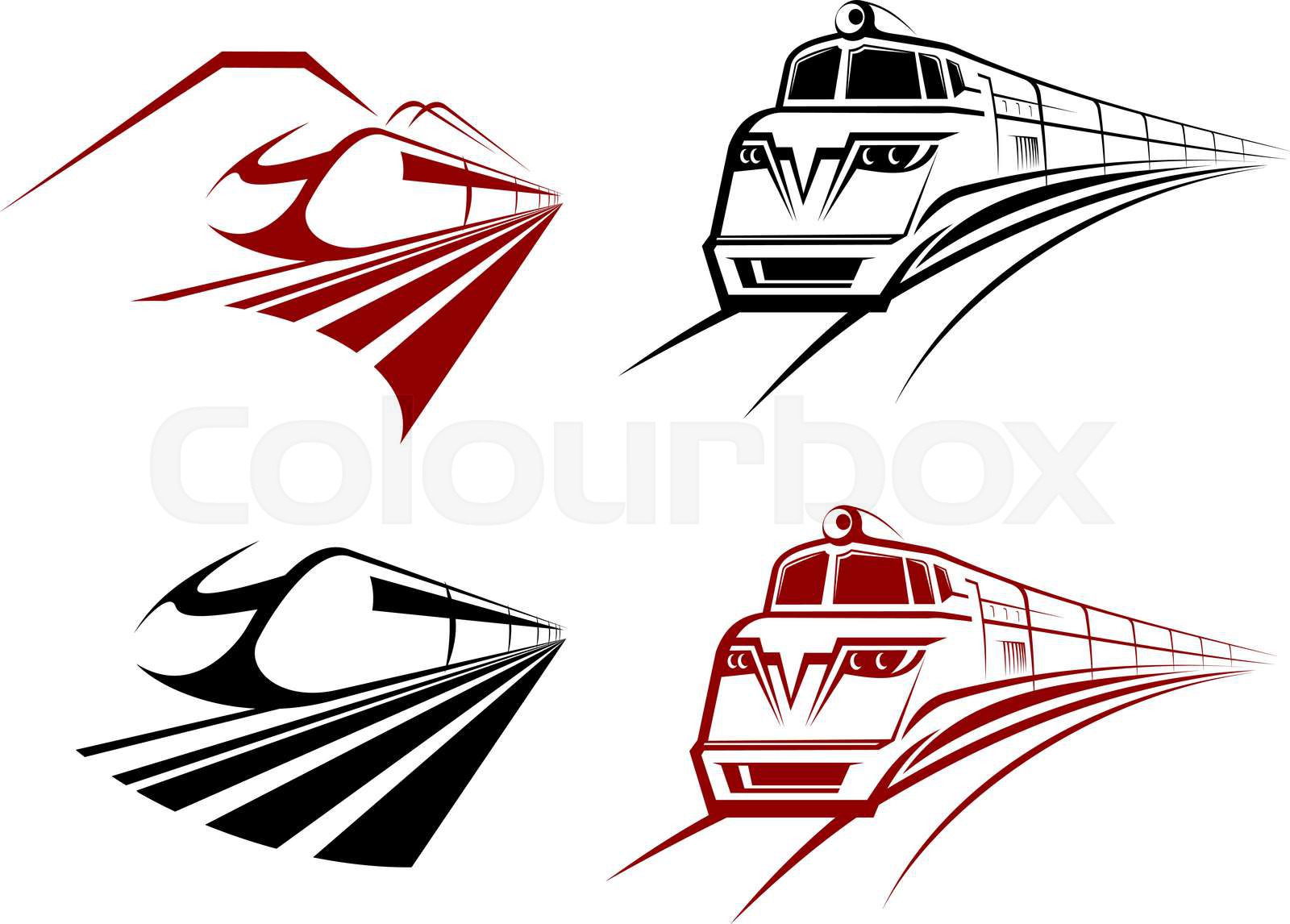 Stylized speeding train or subway icons | Stock vector | Colourbox