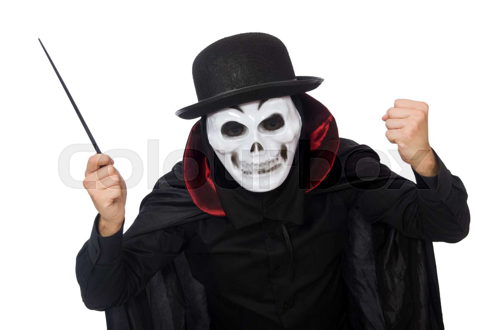 Man in horror costume with mask isolated on white | Stock image | Colourbox